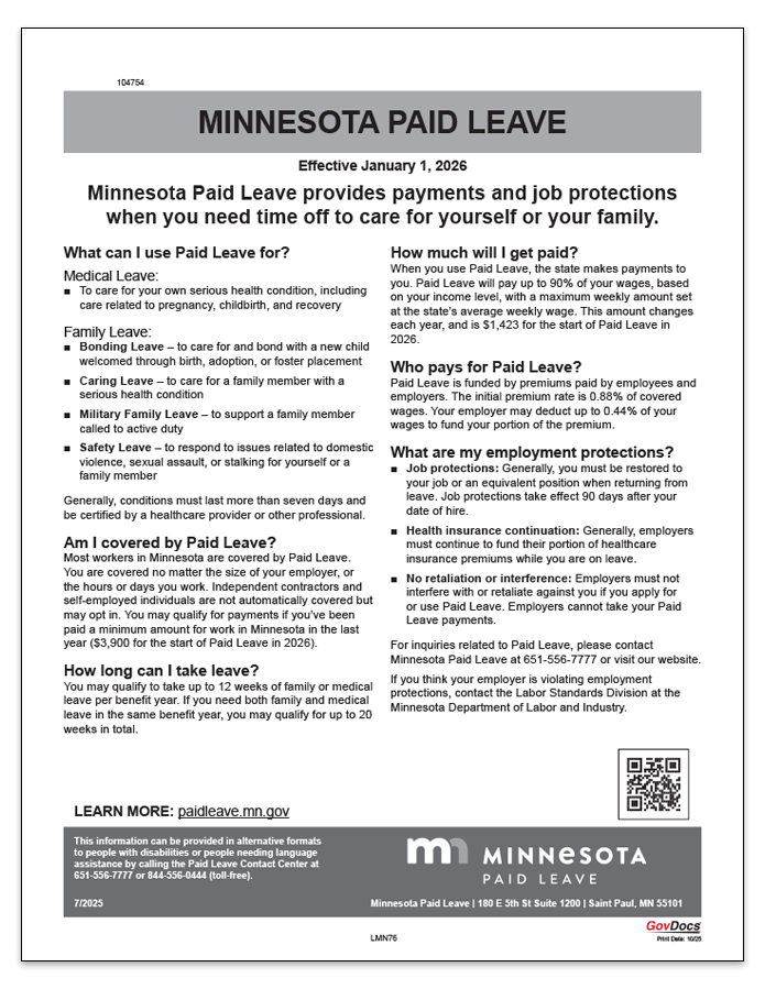 Product: Minnesota Paid Leave State Plan Poster