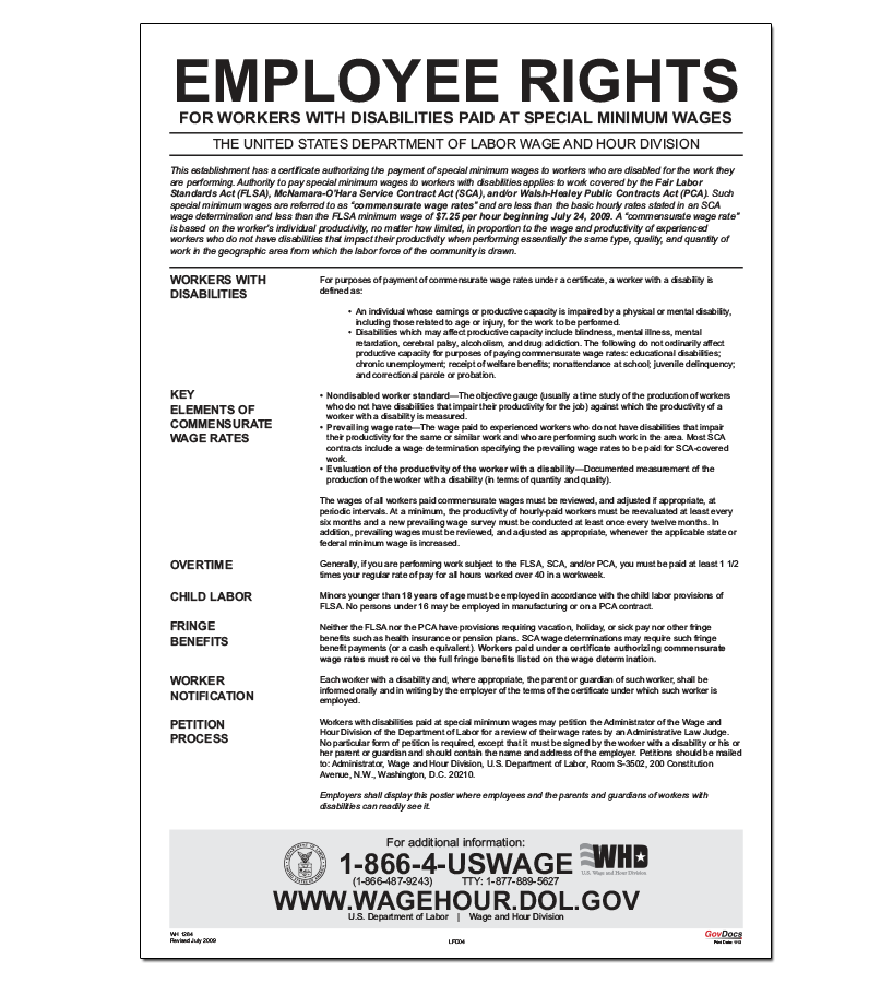 Product: Employee Rights for Workers With Disabilities Paid at Special ...