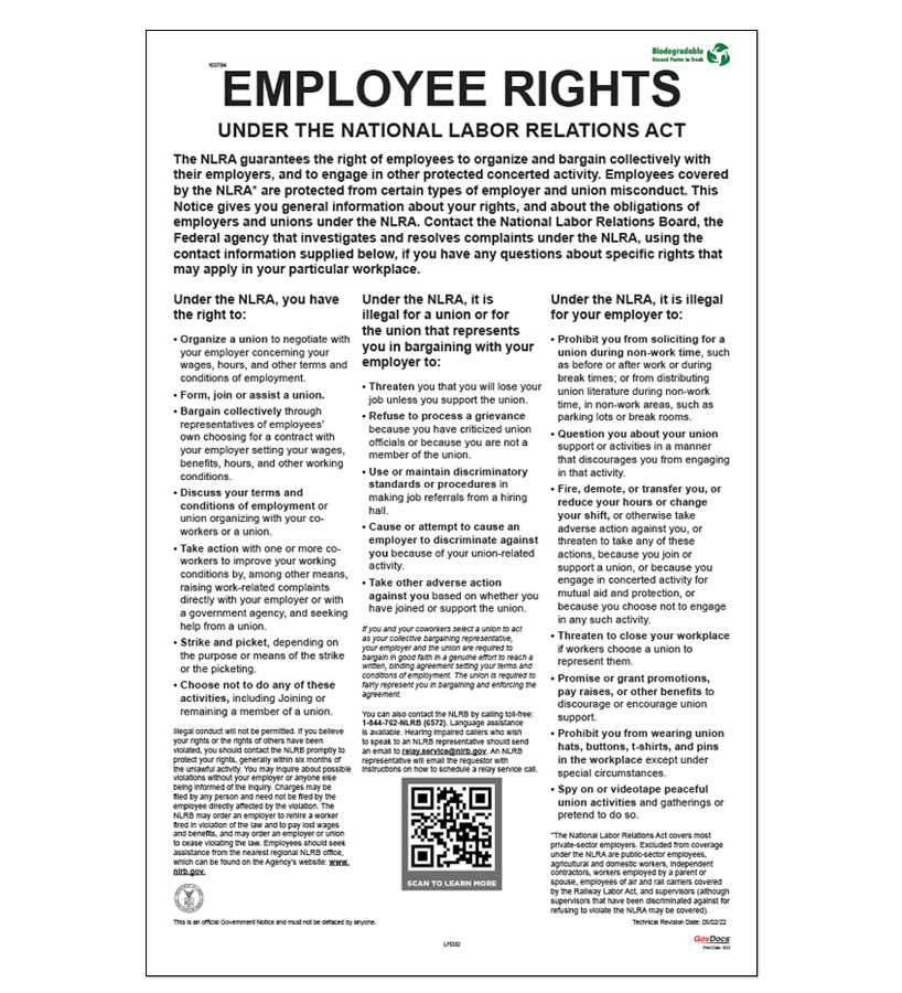 Product: Employee Rights Under the National Labor Relations Act (NLRA ...