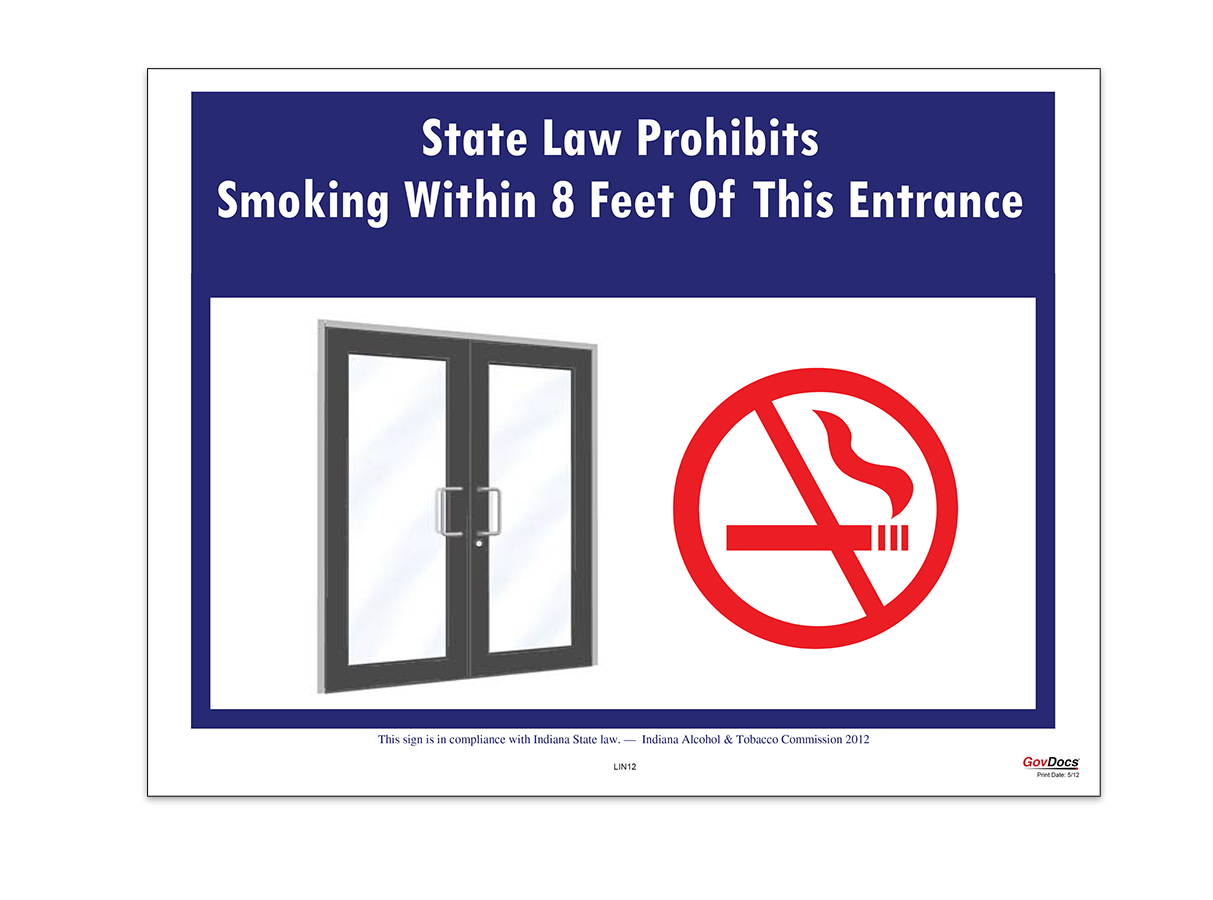 Product: Indiana No Smoking At Building Entrance Poster